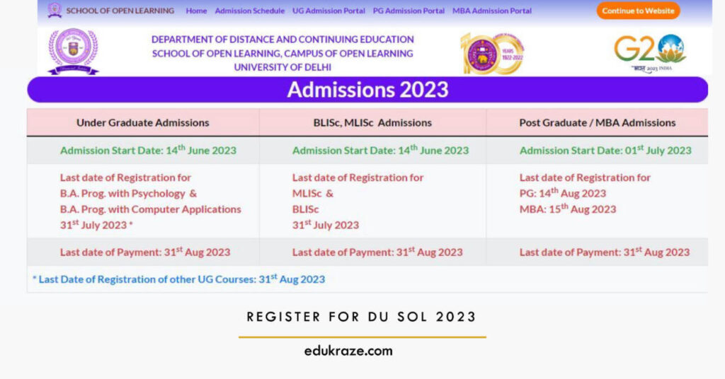 DU SOL Registrations 2023: Commencement, Process, And Important Dates ...