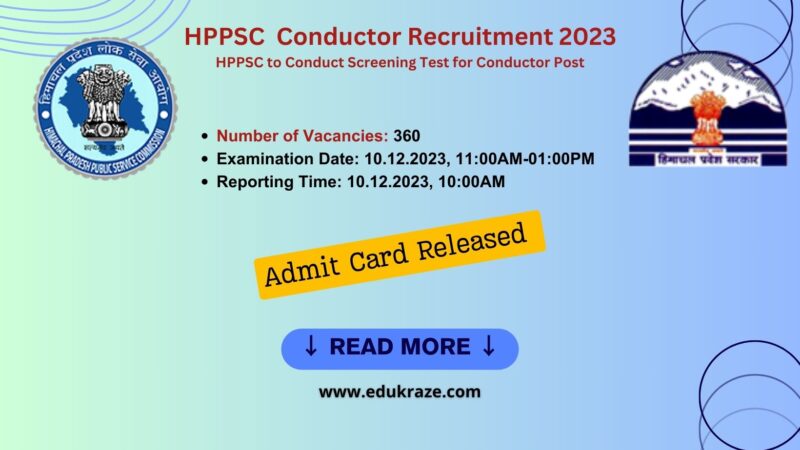 HPPSC Released Of E-Admit Cards For HRTC Conductor Posts - EduKraze