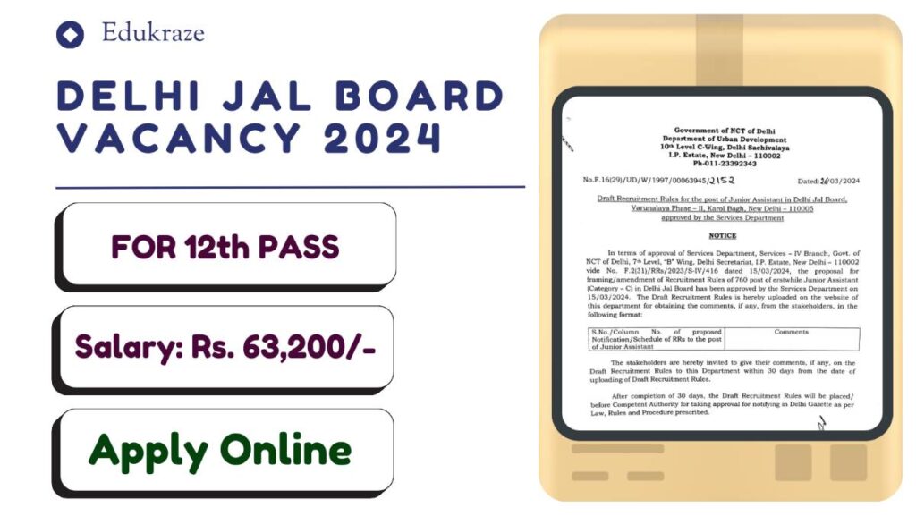 Delhi Jal Board Vacancy 2024: Massive Recruitment For Junior Assistant ...